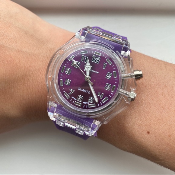 Geneva | Accessories | Retro Geneva Clear Plastic Purple Rubber Watch ...